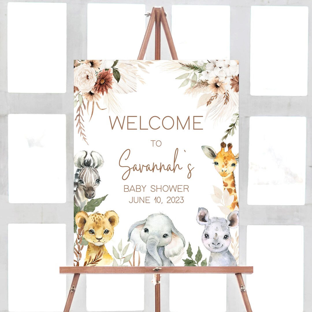 Editable Boho Safari Baby Shower Welcome Sign Boho Jungle - Etsy
