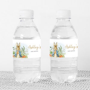Editable Peter Rabbit Baby Shower Bottle Label, Blue Peter Rabbit Baby ...