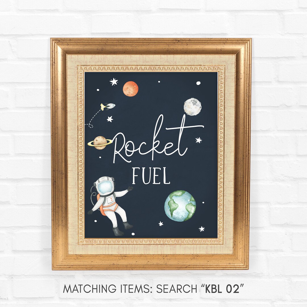 Rocket Fuel Space Party Sign Astronaut Birthday Sign Drinks Table ...