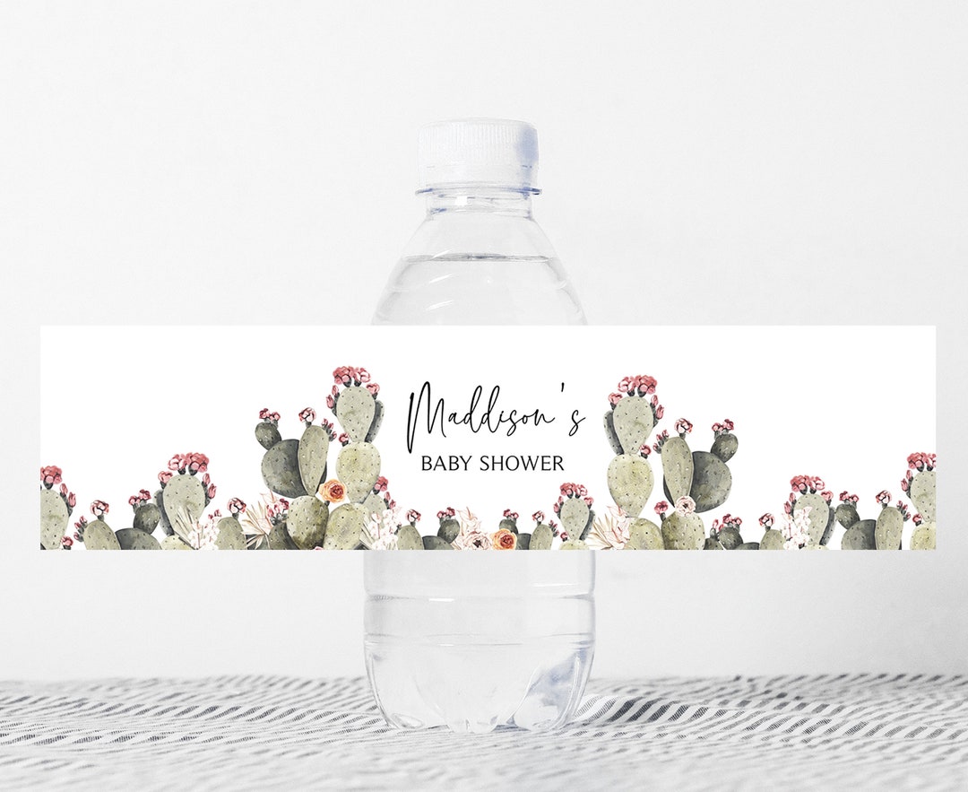 Editable Cactus Baby Shower Bottle Label, Cactus Fiesta Baby Shower ...