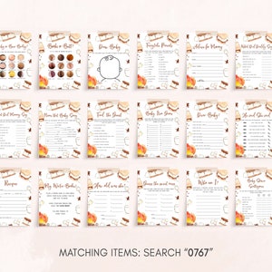 Editable Smore Baby Shower Games Bundle, Bonfire Camping Baby Shower ...