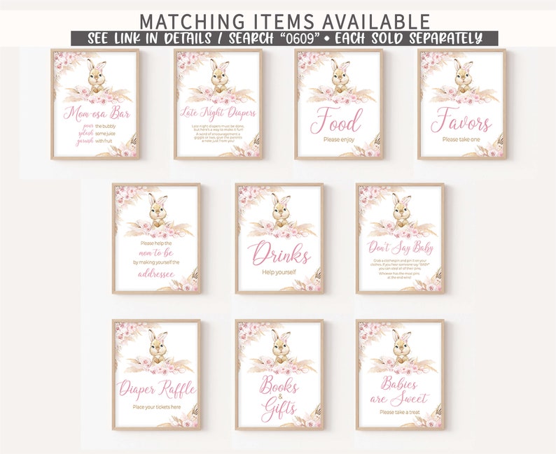 Editable Girl Rabbit Baby Shower Games Bundle, Pink Boho Rabbit Baby ...