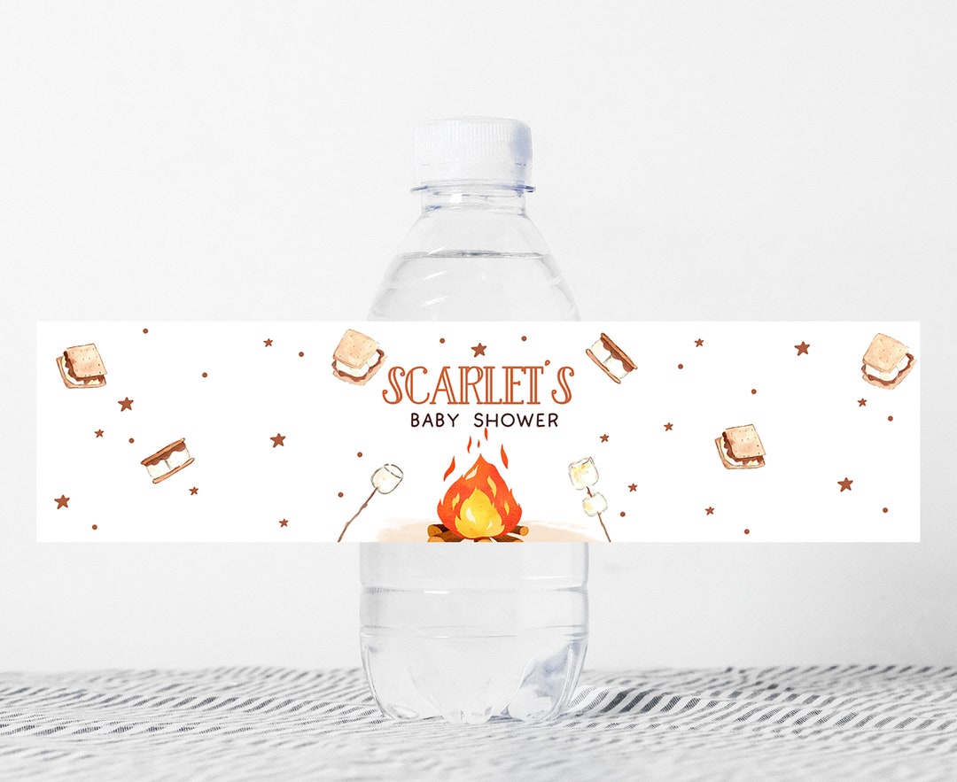 Editable S'more Baby Shower Bottle Label, Fall Bonfire Baby Shower ...