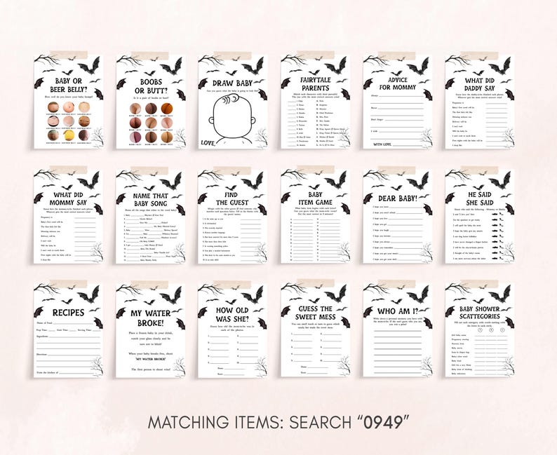 Editable We're Going Batty Halloween Baby Shower Games Bundle, Bats ...