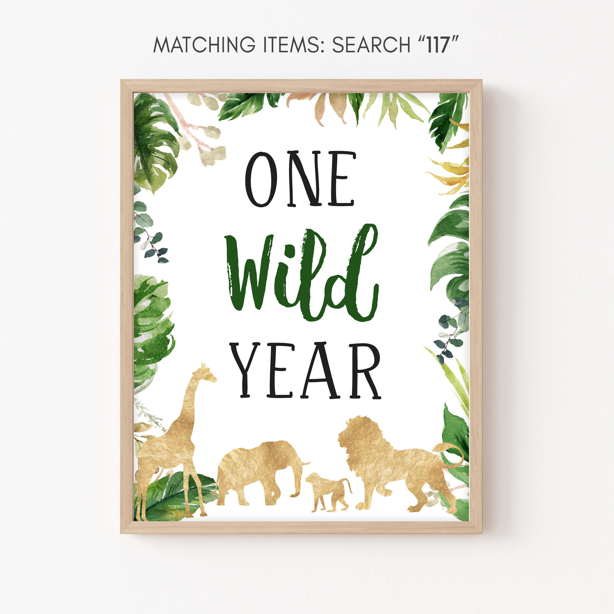 One Wild Year Birthday Sign Wild One Safari Sign Jungle | Etsy