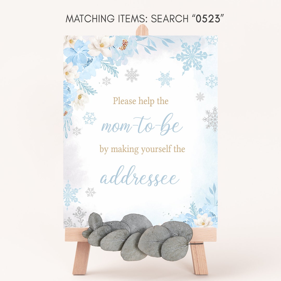 Envelope Station Sign Blue Snowflake Baby Shower Blue A - Etsy