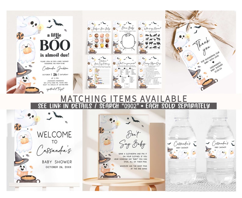 Editable A Little Boo Baby Shower Invitation Bundle, Gender Neutral ...