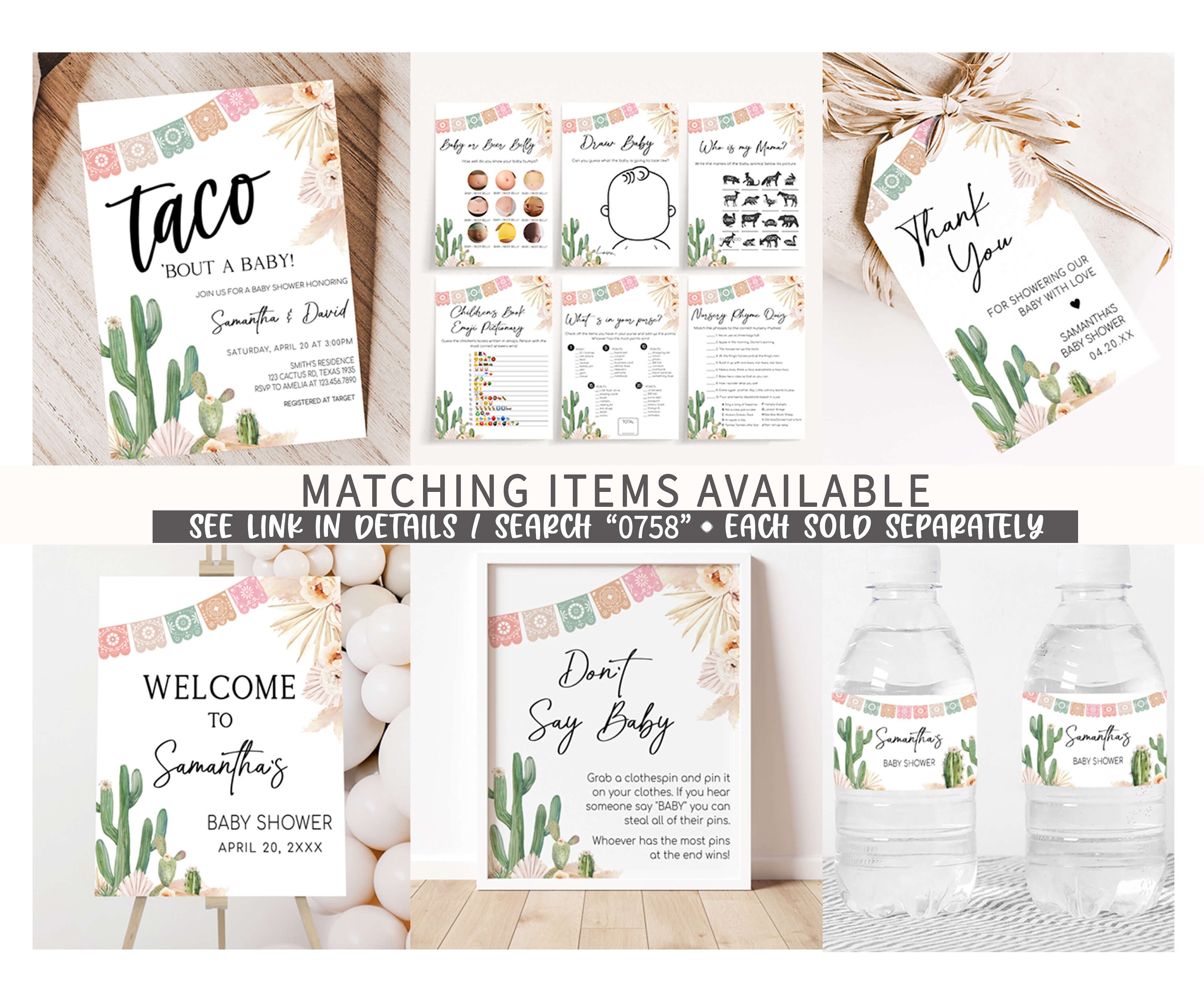 Editable Boho Mexican Baby Shower Bottle Label, Taco Bout a Baby Fiesta ...