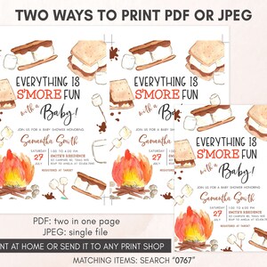 Editable Smore Baby Shower Invitation, Bonfire Camping Baby Shower ...