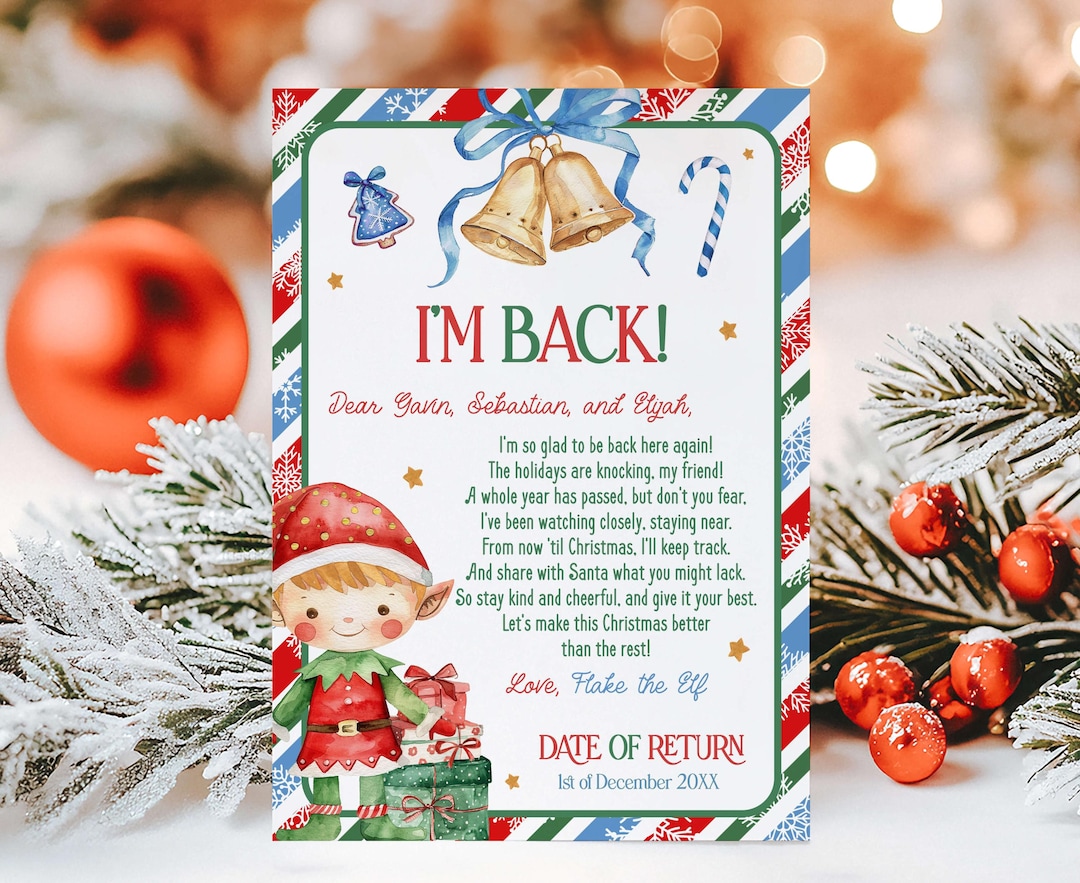 Editable Elf Arrival Letter Elf Return Letter Elf I'm Back Christmas ...