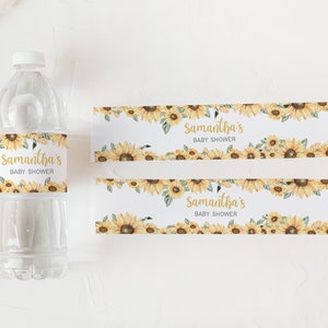 Editable Sunflower Baby Shower Bottle Labels, Rustic Sunflower Baby ...