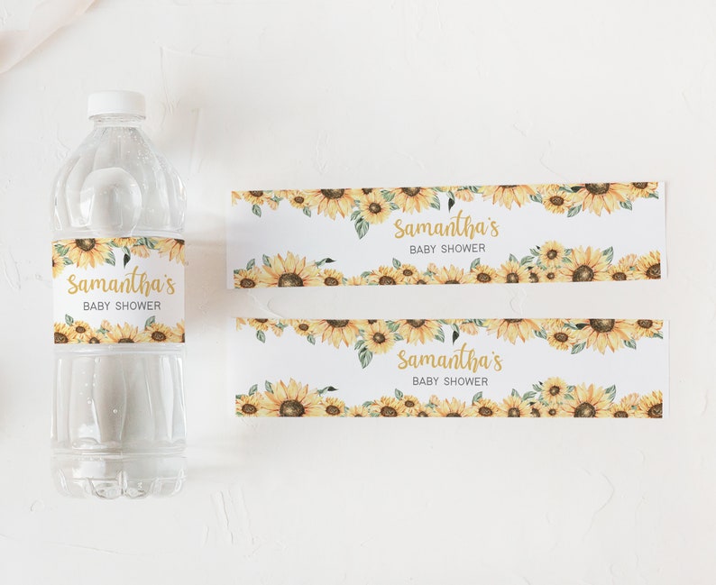 Editable Sunflower Baby Shower Bottle Labels, Rustic Sunflower Baby ...