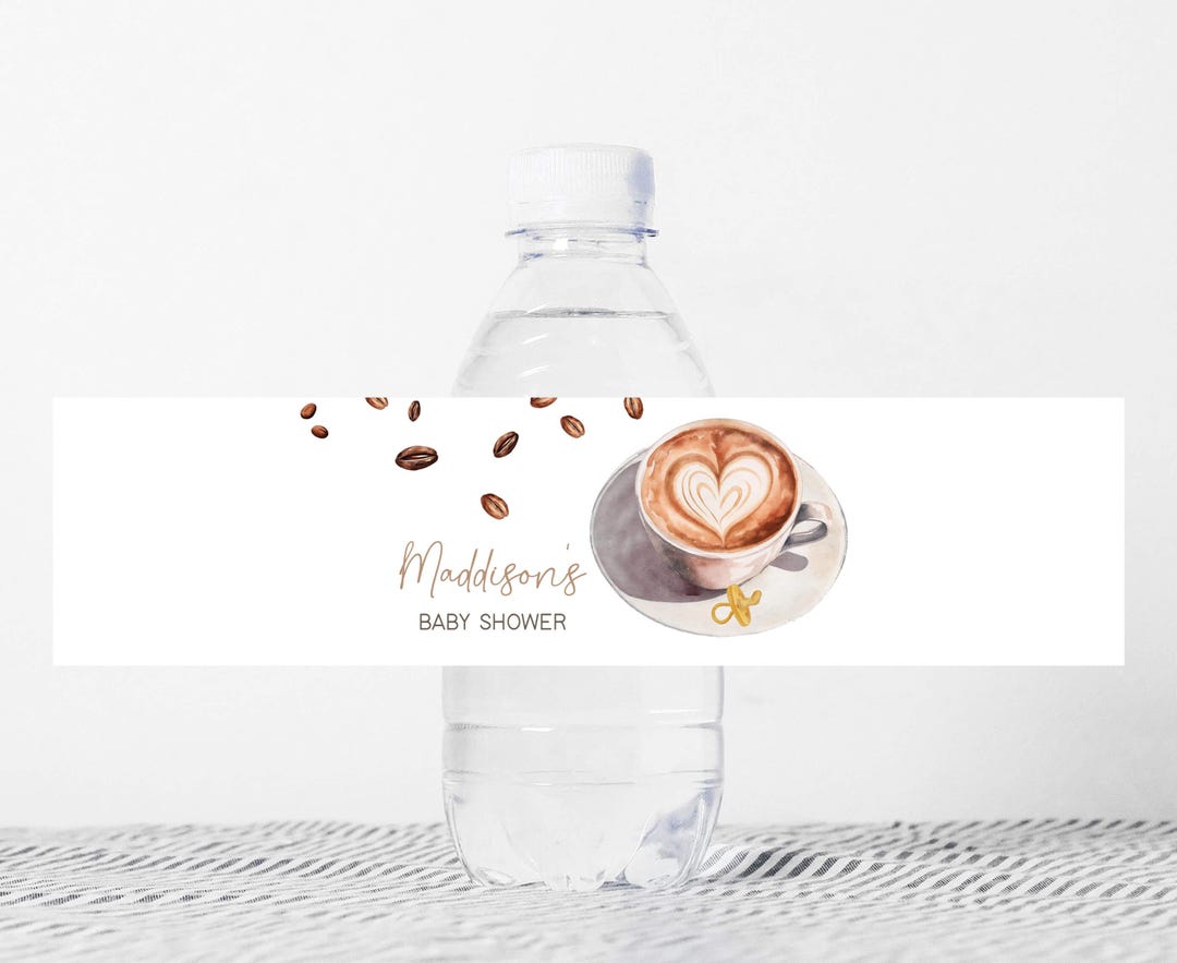 Editable Coffee Bean Baby Shower Bottle Label, A Baby is Brewing Coffee ...