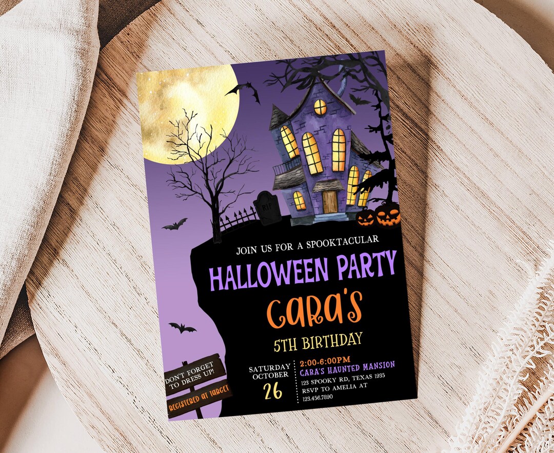 Editable Halloween Haunted House Birthday Invitation, Spooktacular ...