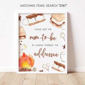 Envelope Station Sign Smore Baby Shower, Bonfire Camping Baby Shower ...