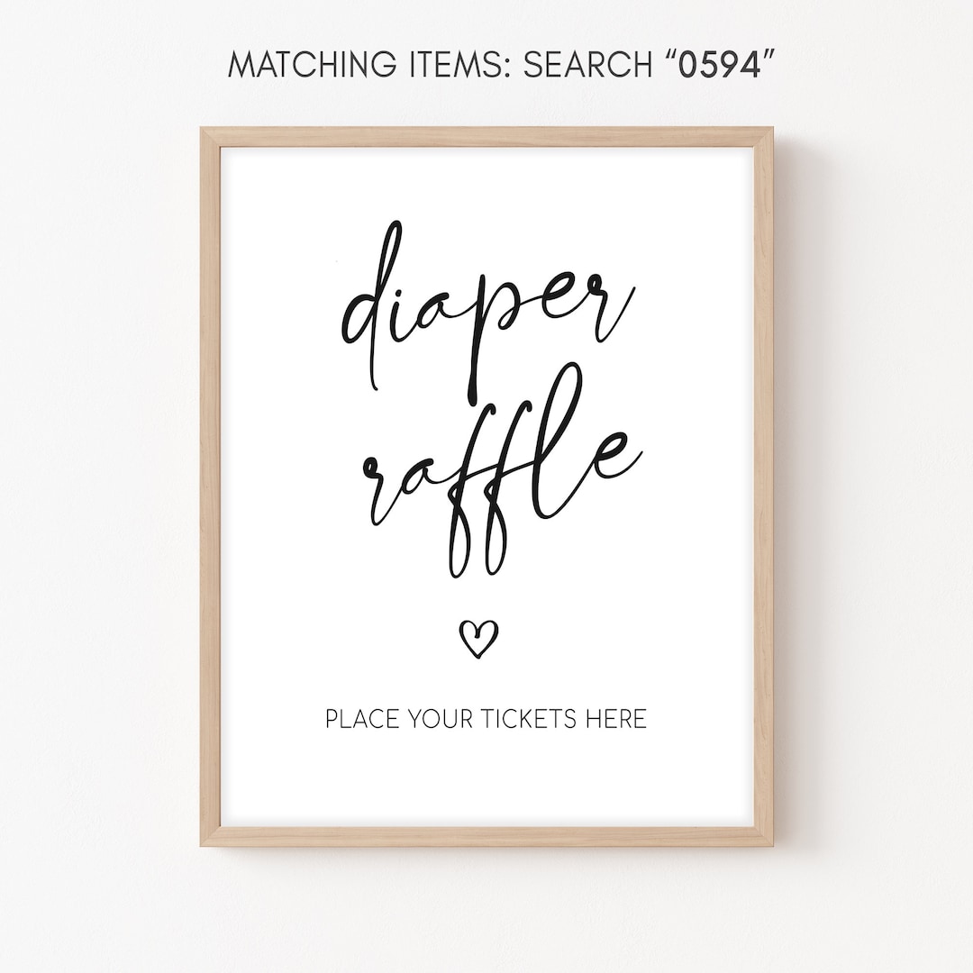 Diaper Raffle Sign Minimalist Oh Baby Baby Shower, Gender Neutral ...