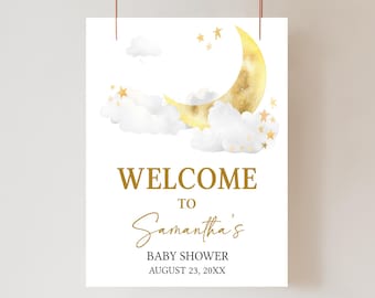 Over the Moon Baby Shower Welcome Sign - Etsy