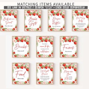 Strawberry Baby Shower Drink Signs, Berry Sweet Baby Shower Drinks ...