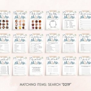 Editable Polar Bear Baby Shower Games Bundle Greenery Winter Bear Baby ...