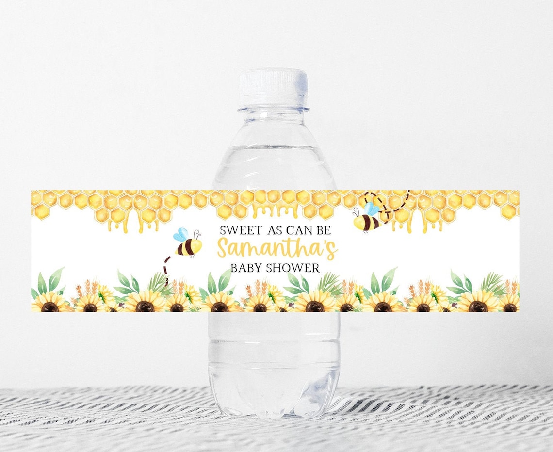 Editable Bee Water Bottle Label Baby Shower Honey Bee Baby - Etsy
