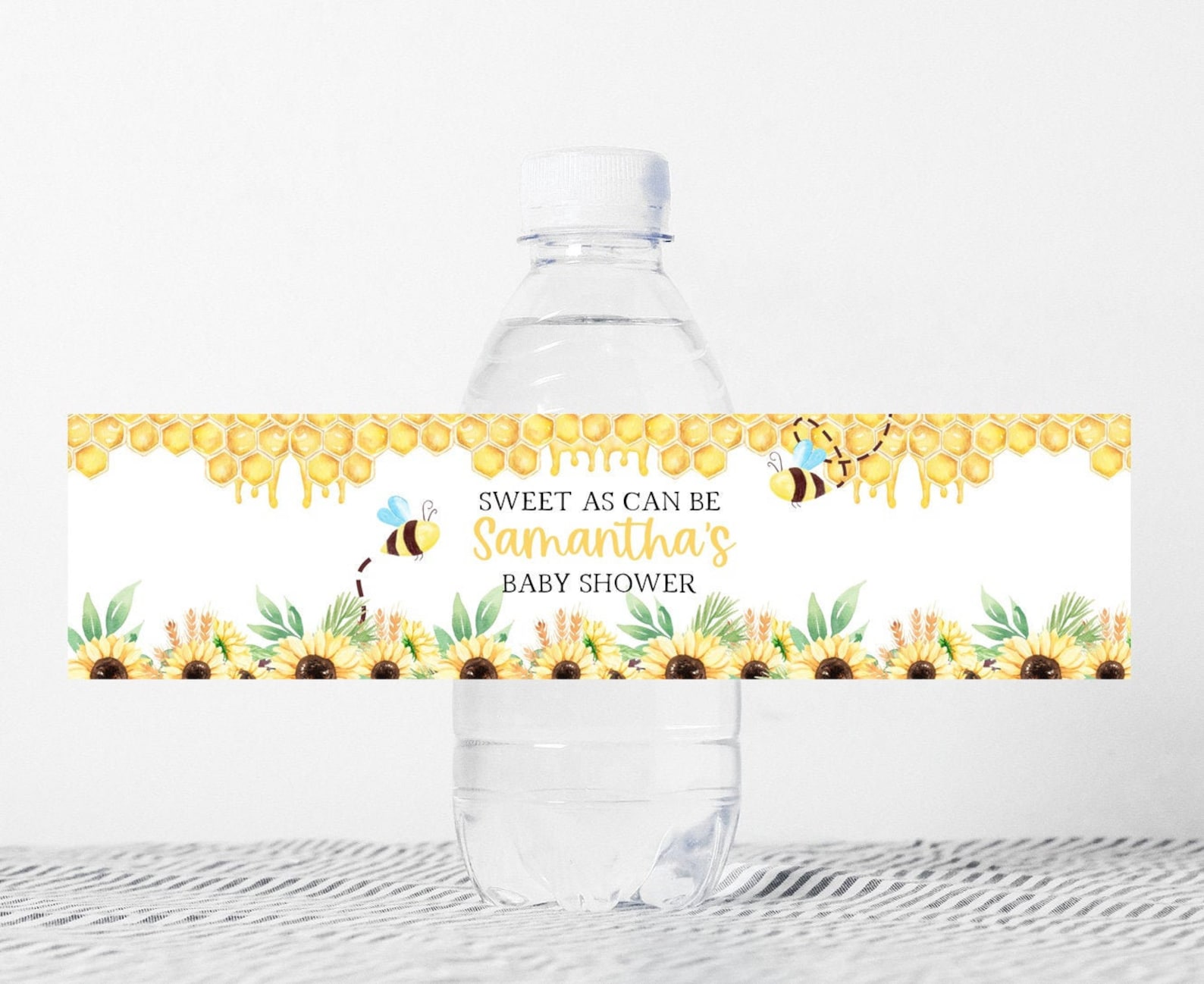 Editable Bee Water Bottle Label Baby Shower Honey Bee Baby - Etsy