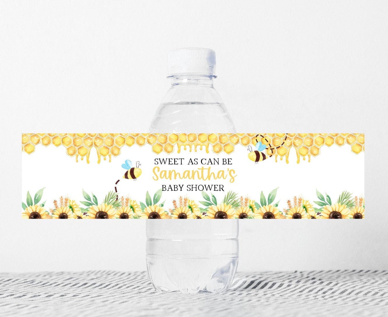 Editable Bee Water Bottle Label Baby Shower Honey Bee Baby - Etsy