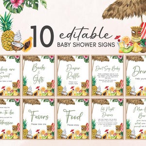 Editable Aloha Baby Shower Table Sign, Girl Hawaiian Luau Tropical Baby ...