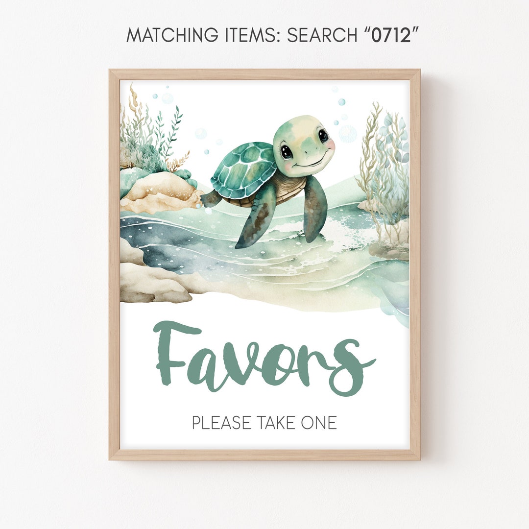 Sea Turtle Baby Shower Favors Sign, Under the Sea Baby Shower Favor ...