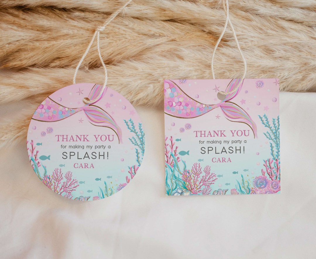 Editable Mermaid Birthday Favor Tags, Under the Sea Birthday Gift Tags ...