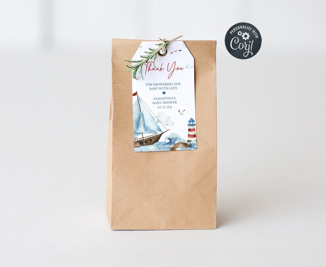 Editable Nautical Baby Shower Favor Tag, Ahoy It's A Boy Baby Shower ...