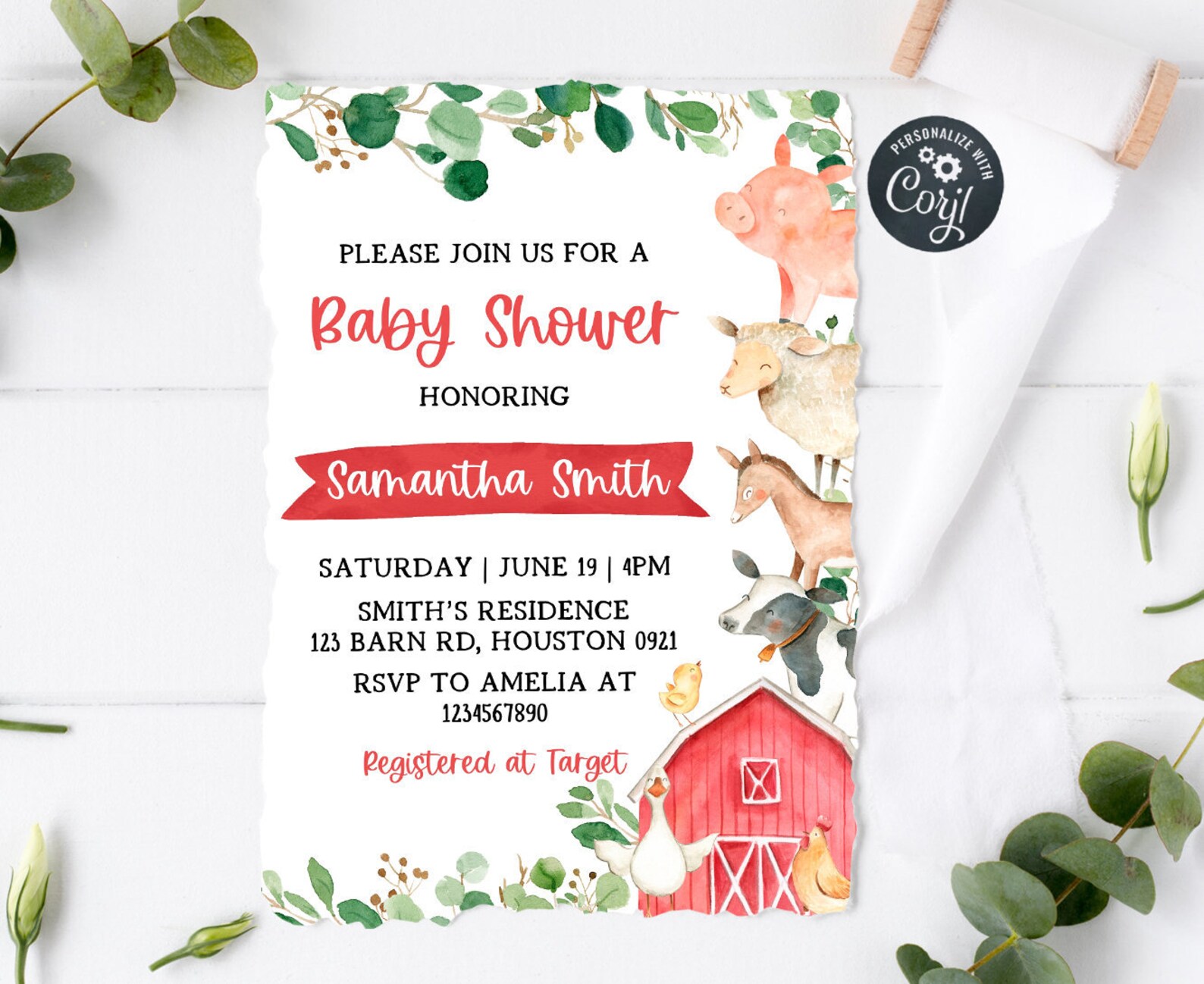 Editable Farm Animal Baby Shower Invitation Boy Farm Baby - Etsy