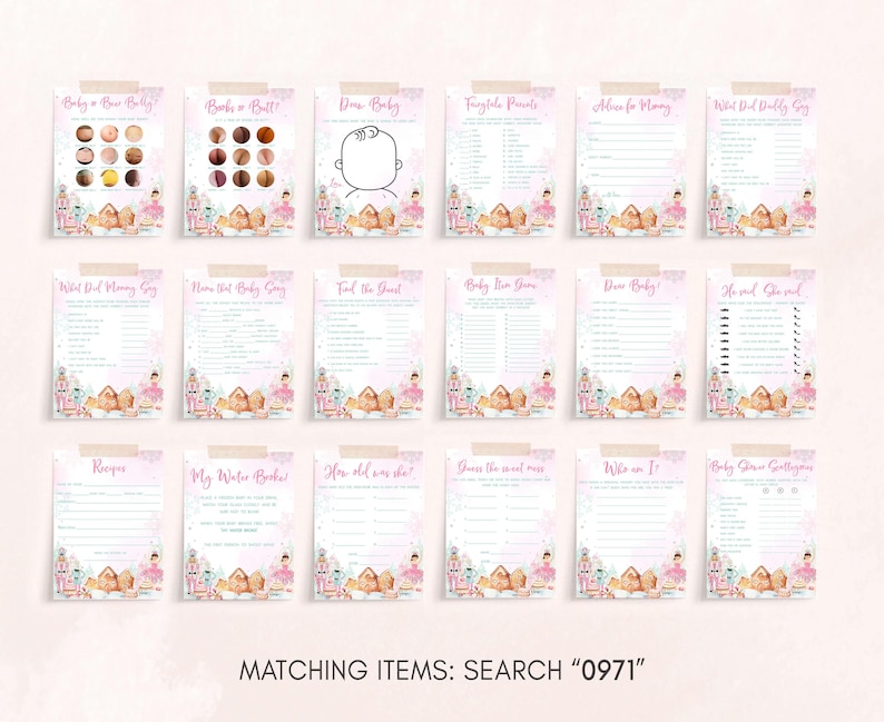 Editable Nutcracker Baby Shower Games Bundle, Sugar Plum Fairy Winter ...