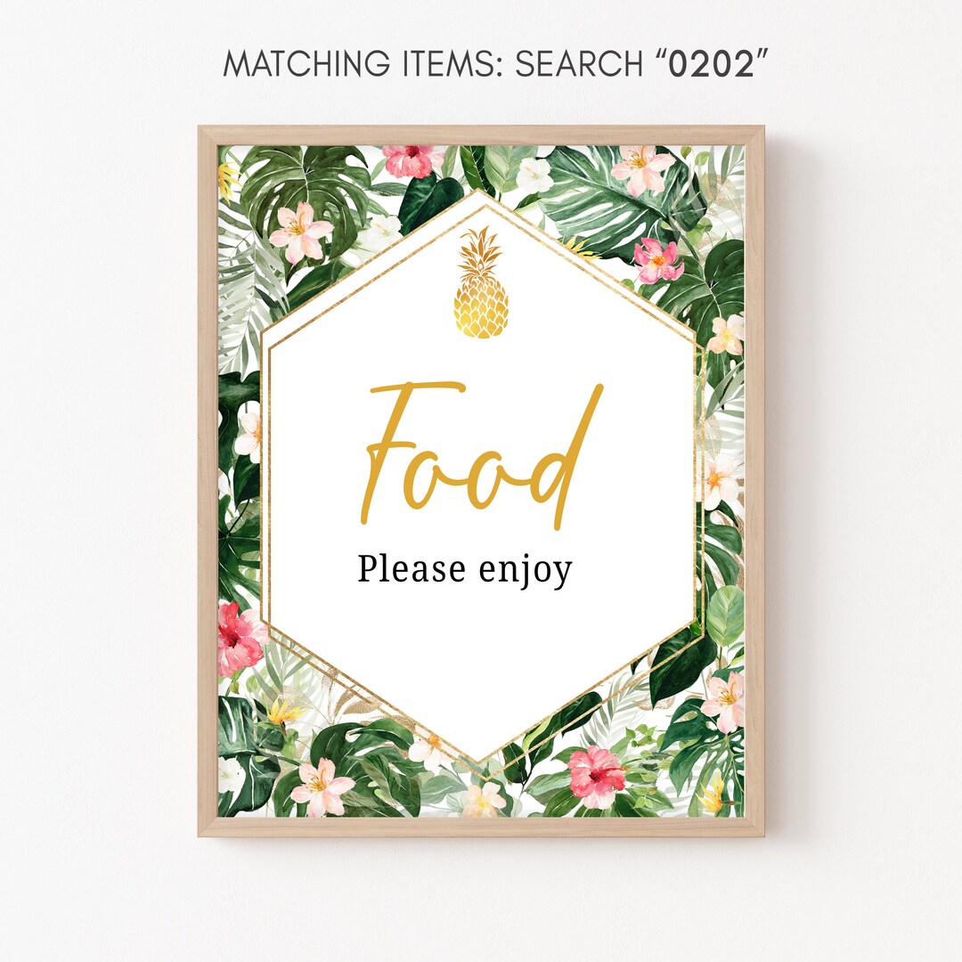 Tropical Pineapple Baby Shower Food Sign, Hawaiian Luau Food Table Sign ...