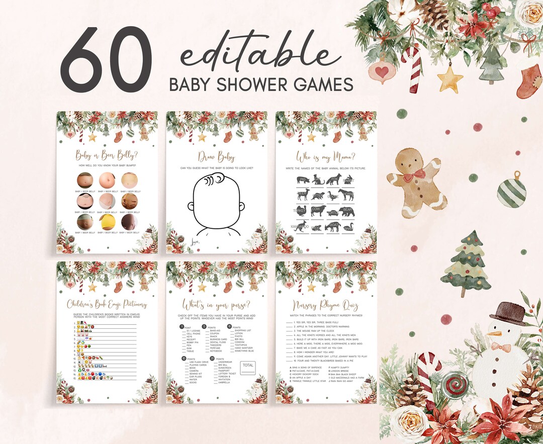 Editable A Merry Little Baby Shower Games Bundle, Gender Neutral ...