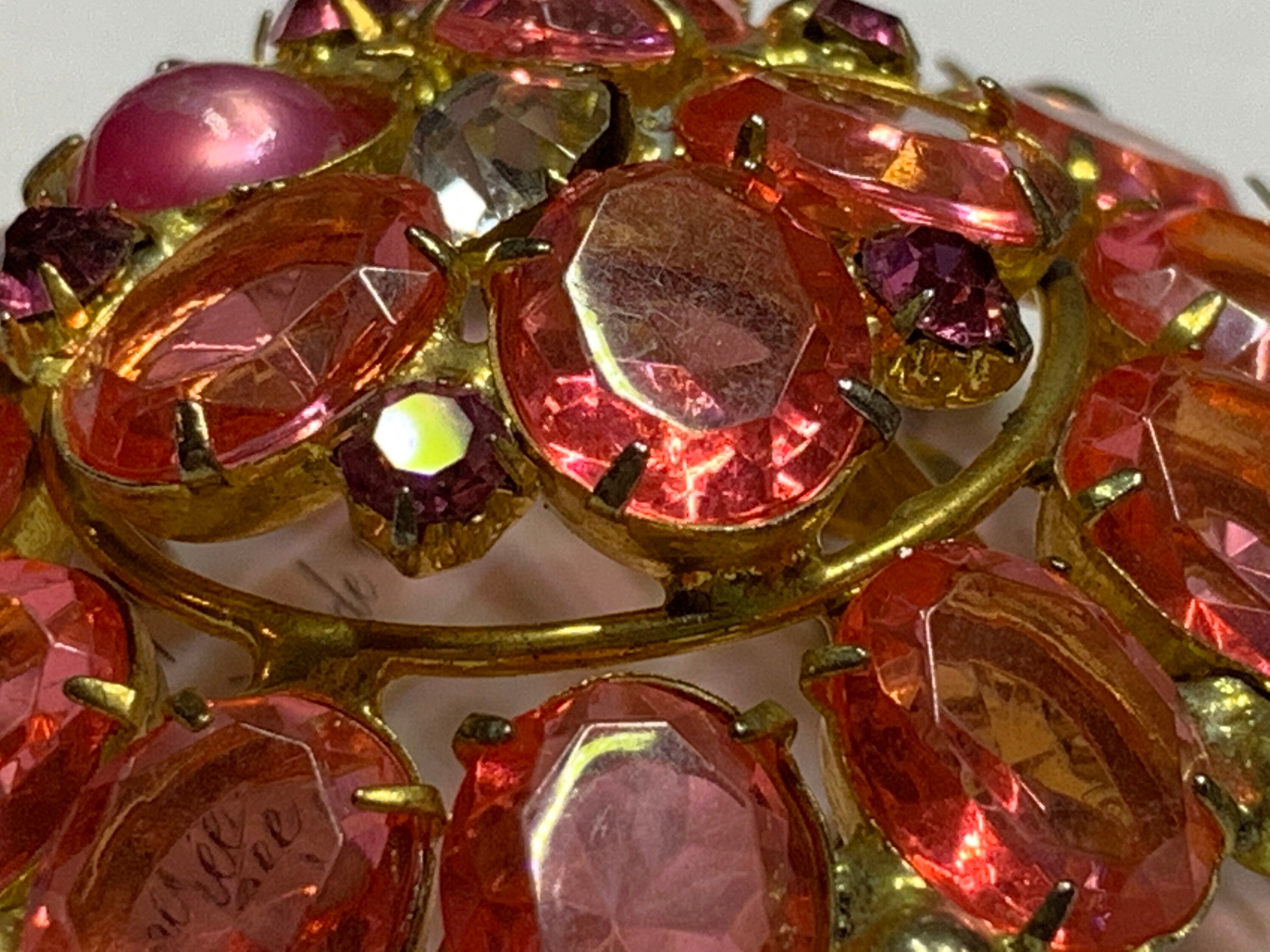 Vintage Red Round Brooch | Etsy