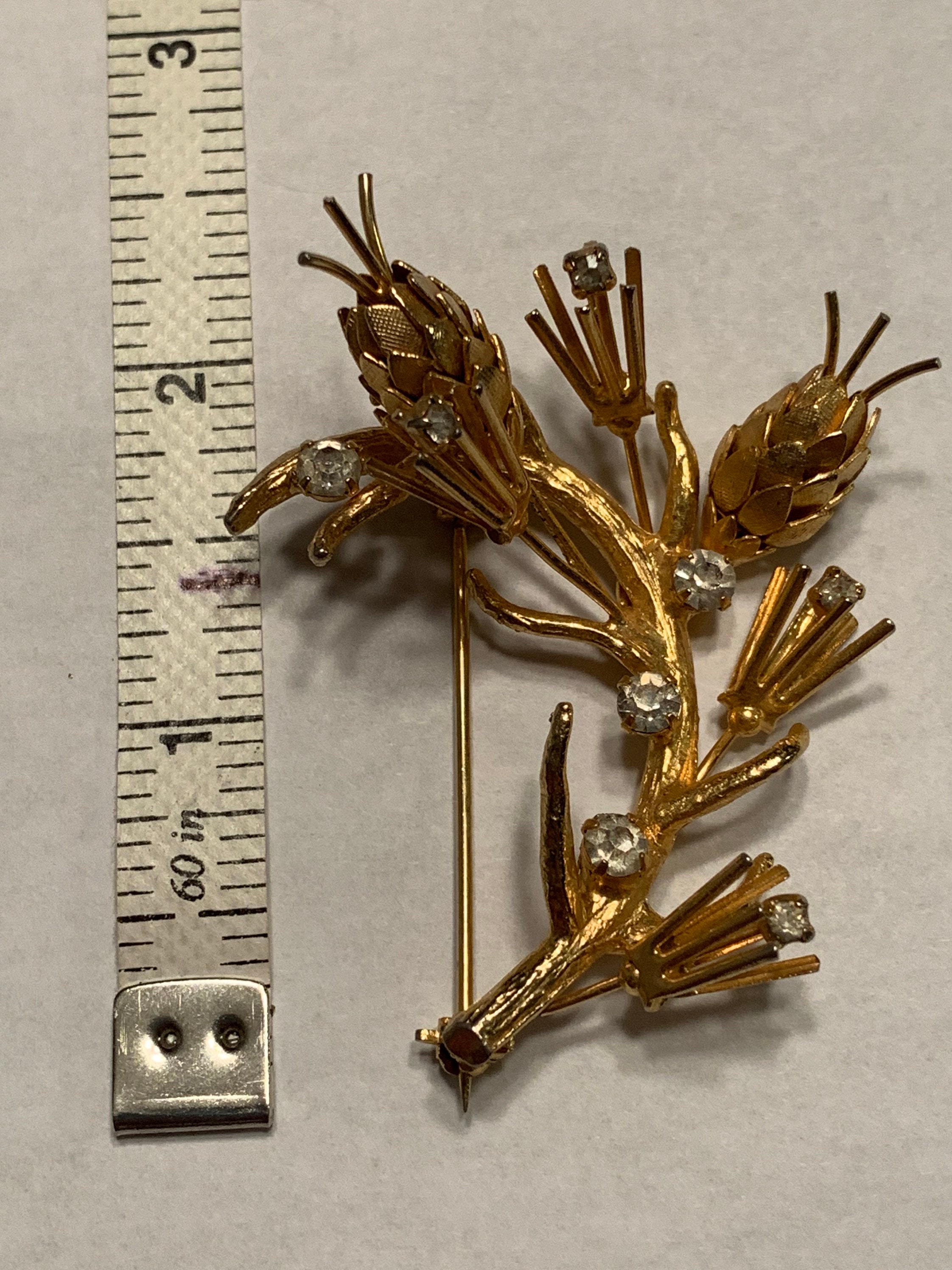 Vendome 1950s gold and crystal brooch | Etsy