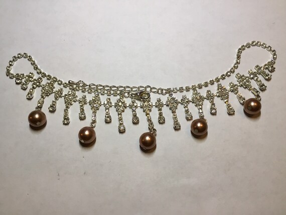 Crystal necklace with bronze colored balls - Gem