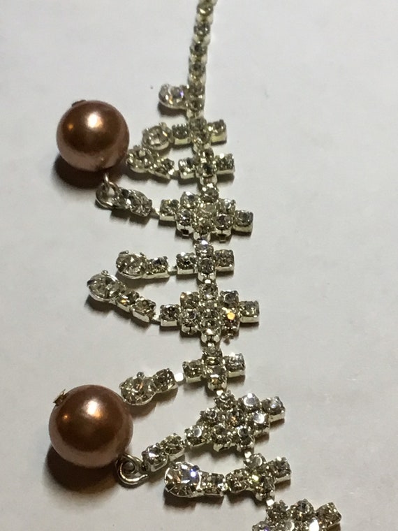 Crystal necklace with bronze colored balls - Gem