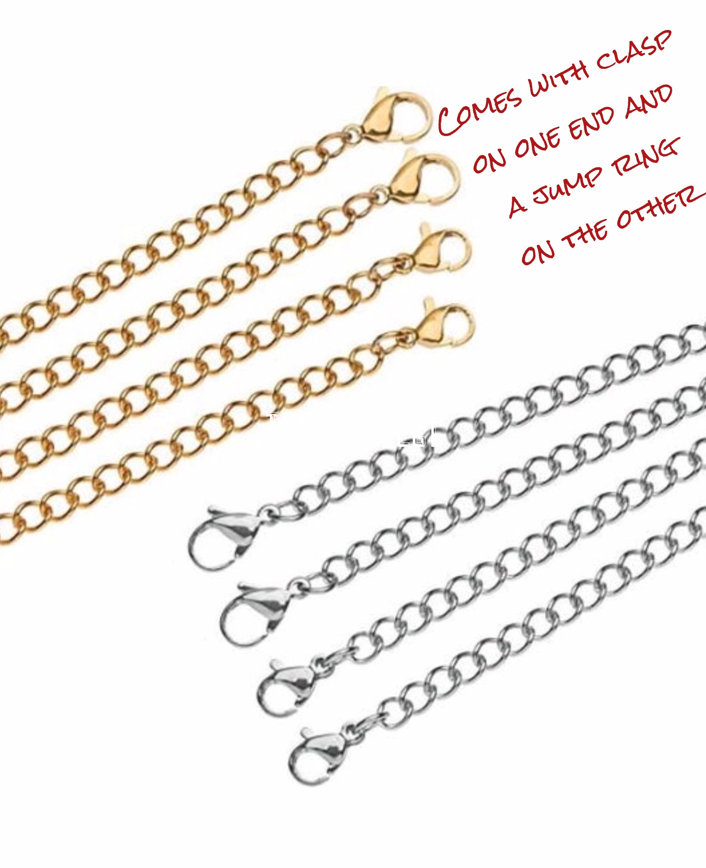 Gold 8+8 inch with extender 1.2 inch 2pcs Bar chain Pendant Chain 16 ...