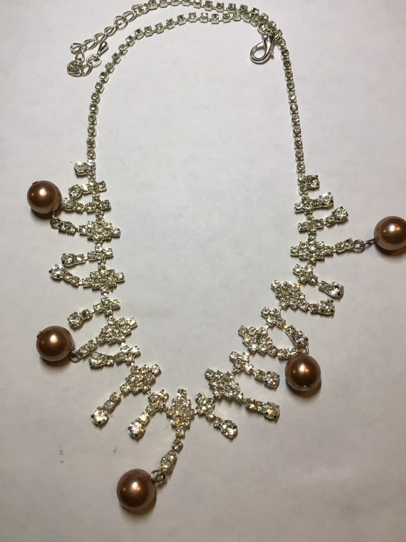 Crystal necklace with bronze colored balls - Gem