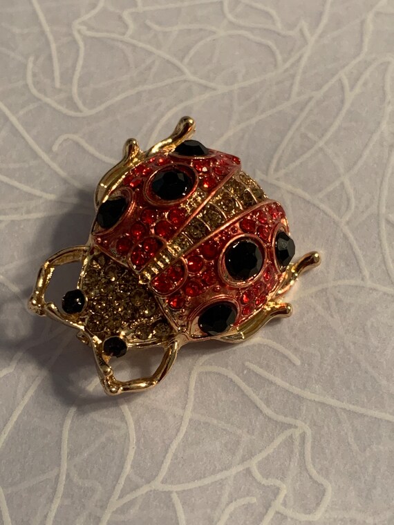 trembler lady bug brooch - Gem