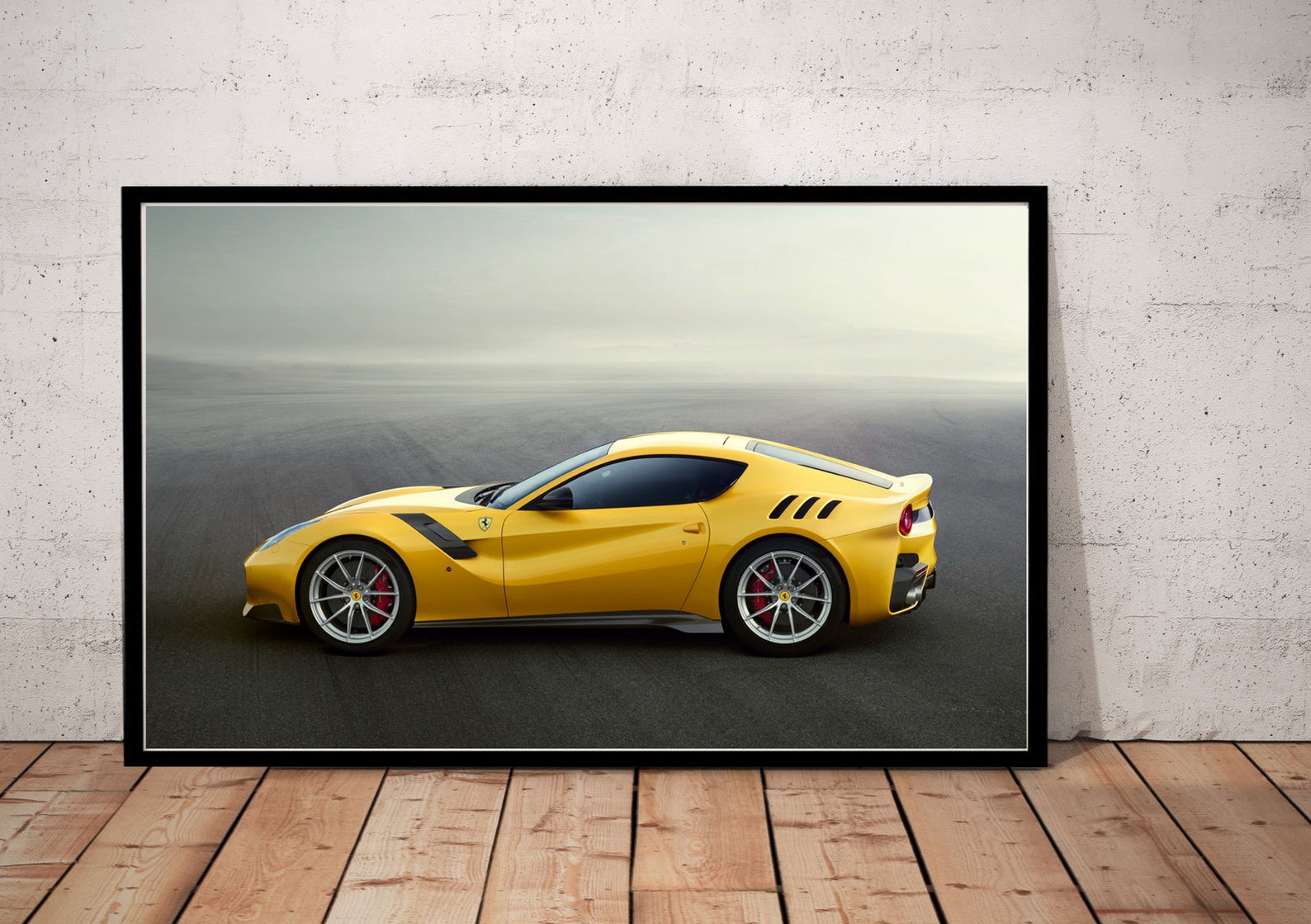 Ferrari F12 Yellow Sports Car Art Poster Wall Pictures Wall - Etsy