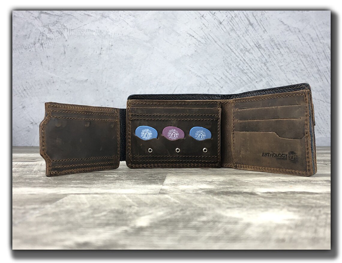 Leather Guitar Pick Wallet, Leather Wallet With Pick Holder, Wallet for ...
