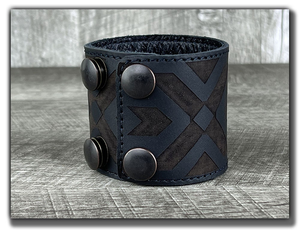 Leather Cuff Bracelet, Leather Wristband, Rocker Bracelet, Leather Cuff ...