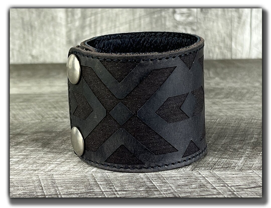 Leather Cuff Bracelet, Leather Wristband, Rocker Bracelet, Leather Cuff ...