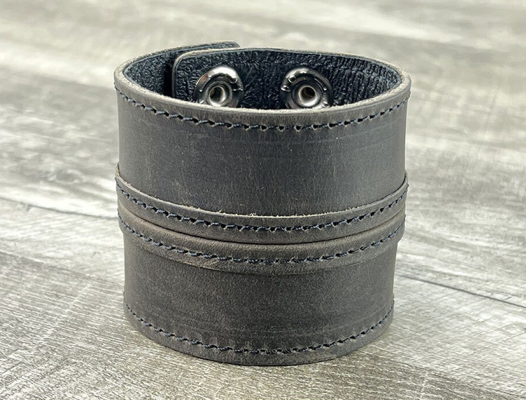 Leather Cuff Bracelet, Leather Biker Bracelet, Rocker Bracelet, Leather ...