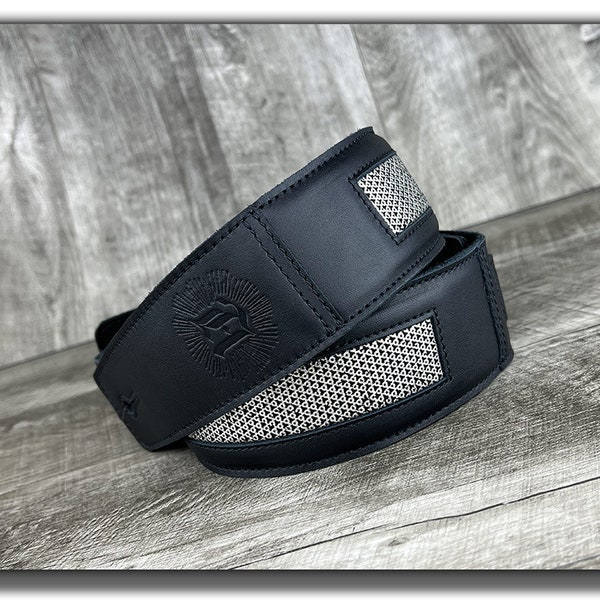 Black and Silver Guitar Strap - Etsy