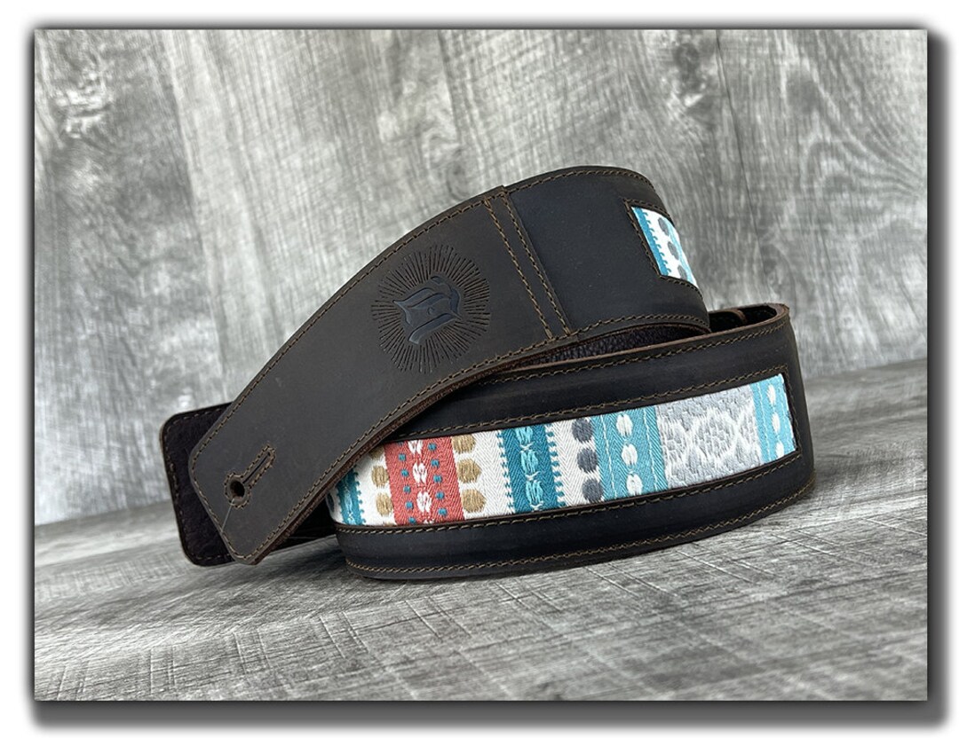 Native American Guitar Strap, Leather Guitar Strap, Acoustic Guitar ...