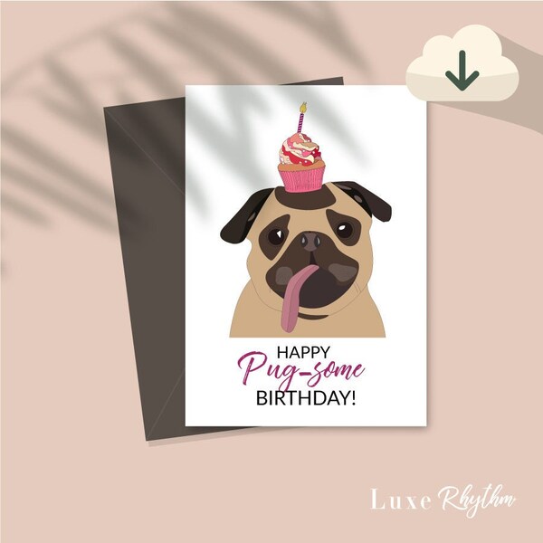 Pug Card - Etsy