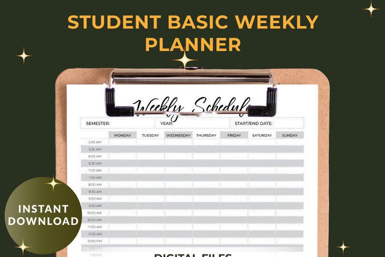 Student Basic Weekly Schedule Planner - Etsy